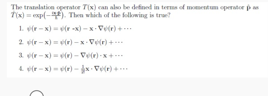 Solved The translation operator T(x) ﻿can also be defined in | Chegg.com
