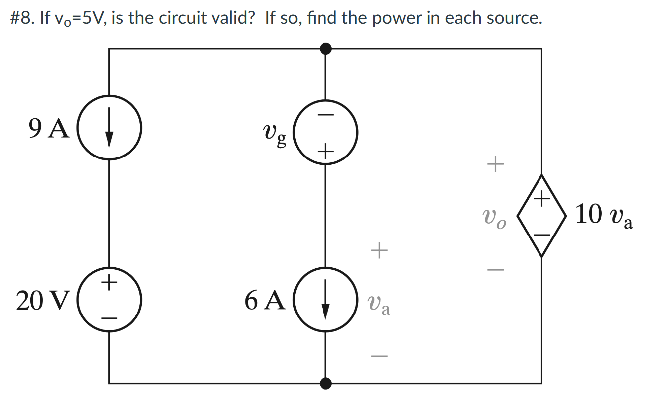 Solved #8. ﻿If vO=5V, ﻿is the circuit valid? If so, ﻿find | Chegg.com