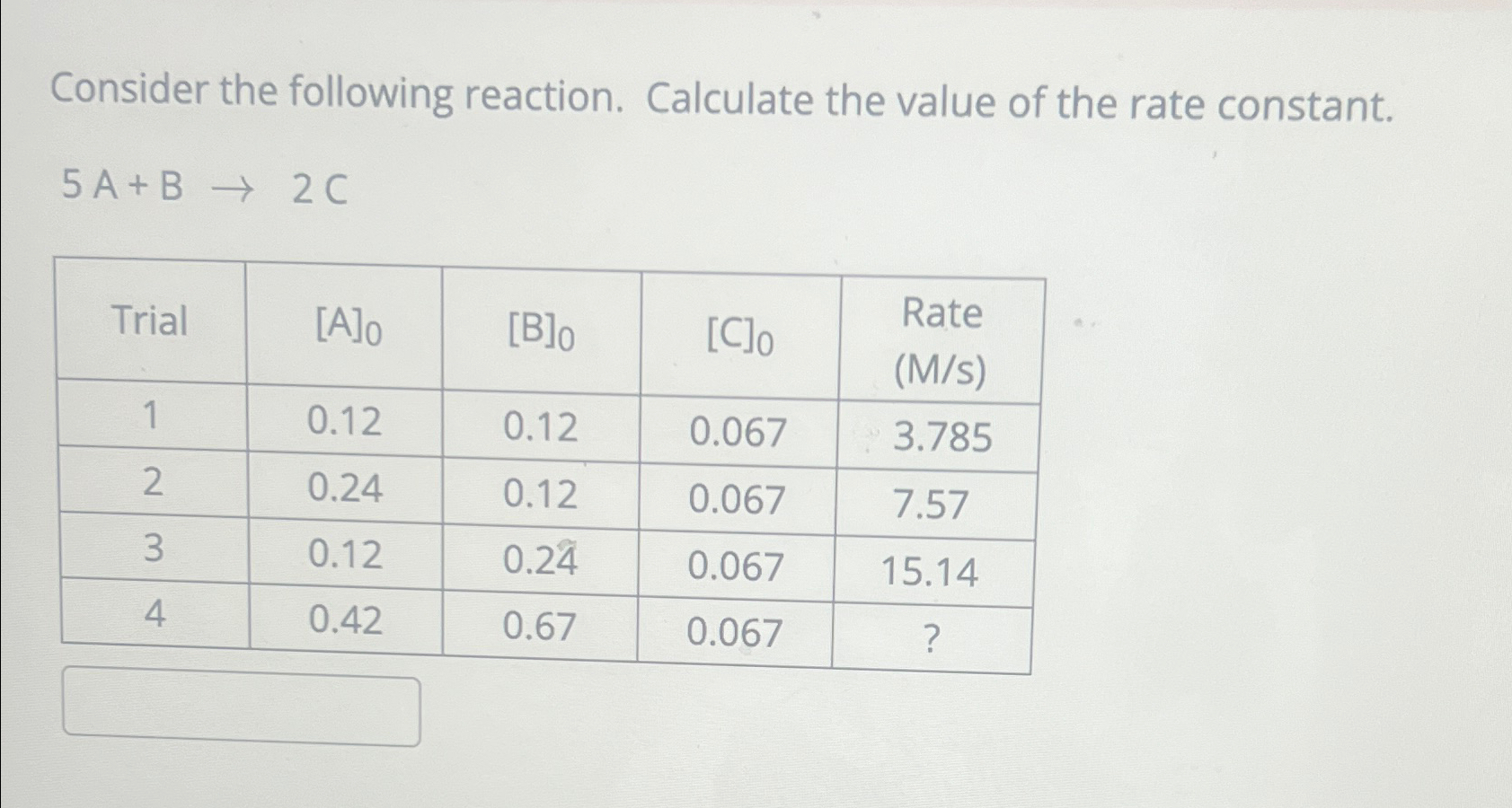 Solved Consider the following reaction. Calculate the value | Chegg.com