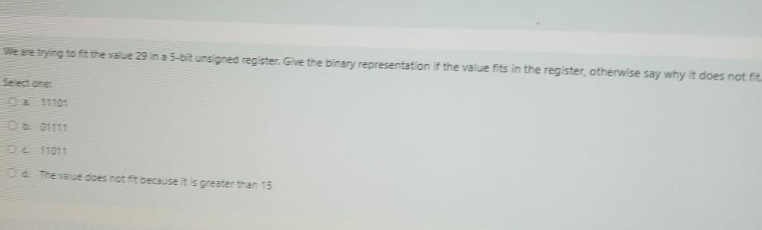 Solved We are tying to fit the value 29 in a 5-bit unsigned | Chegg.com