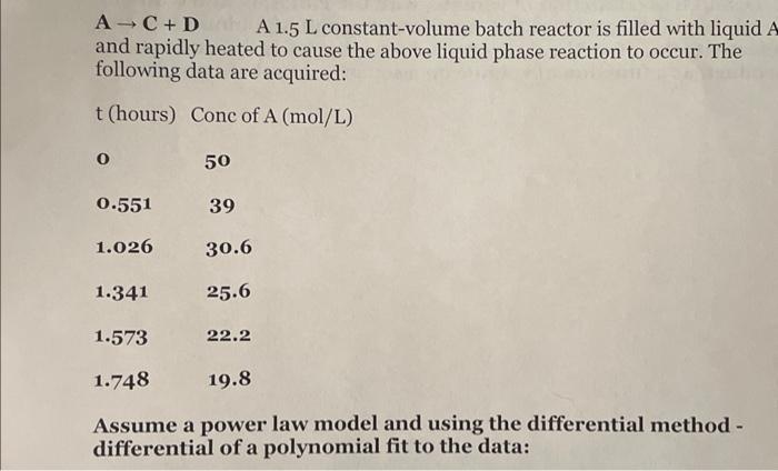 Solved what is the rate constant, k and the order of the | Chegg.com