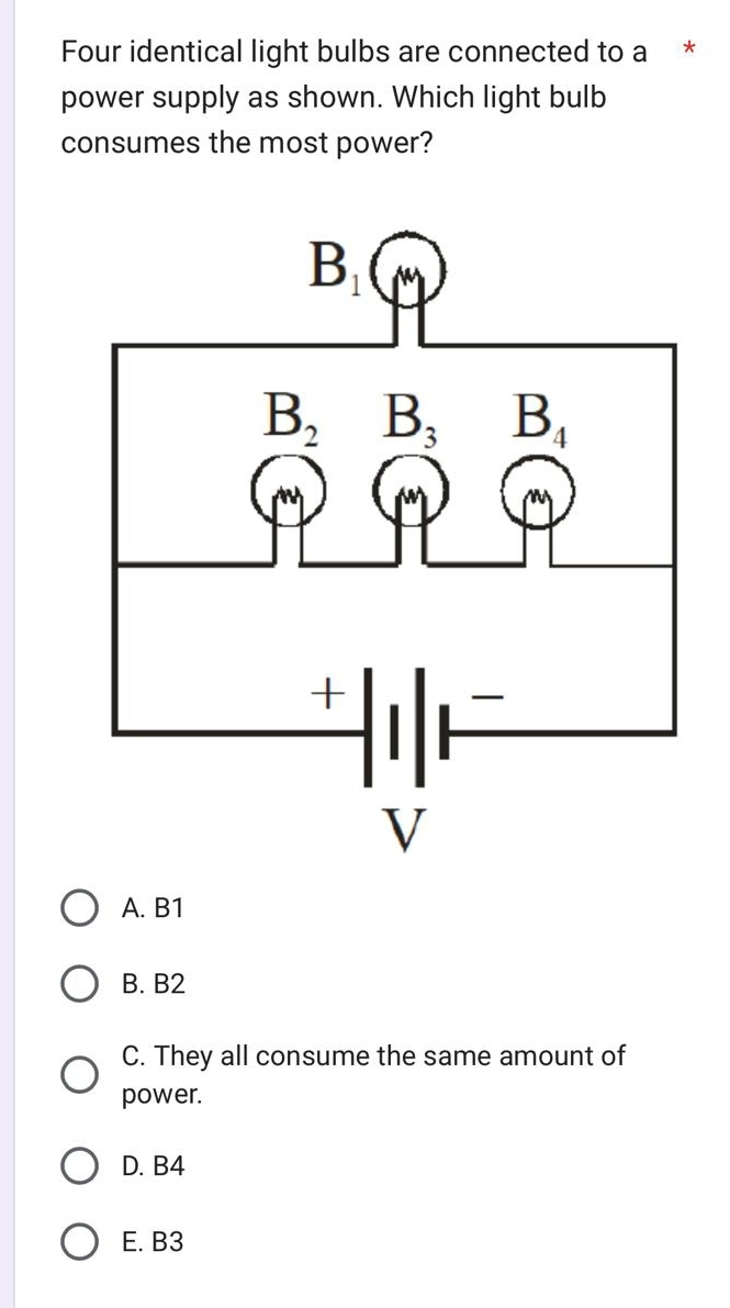 Solved Four identical light bulbs are connected to a power | Chegg.com