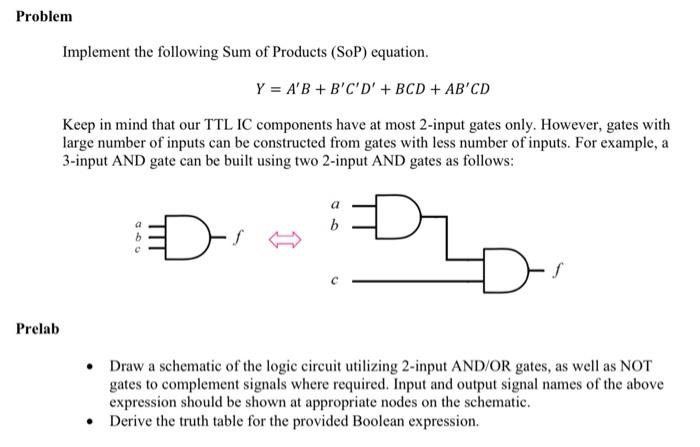 Solved Problem Implement the following Sum of Products (SOP) | Chegg.com
