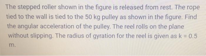 Solved The stepped roller shown in the figure is released | Chegg.com