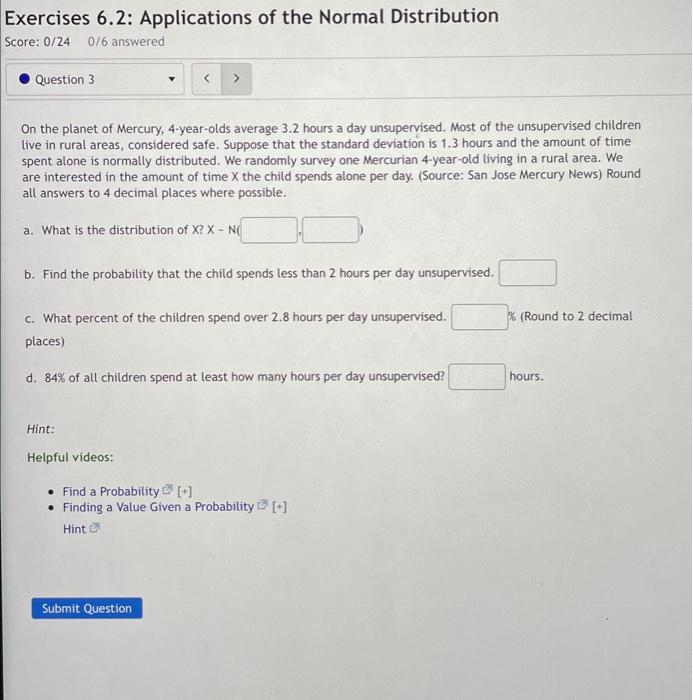 Solved Exercises 6.2: Applications of the Normal | Chegg.com