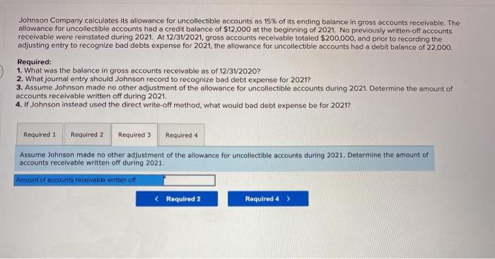 Solved Johnson Company calculates its allowance for | Chegg.com
