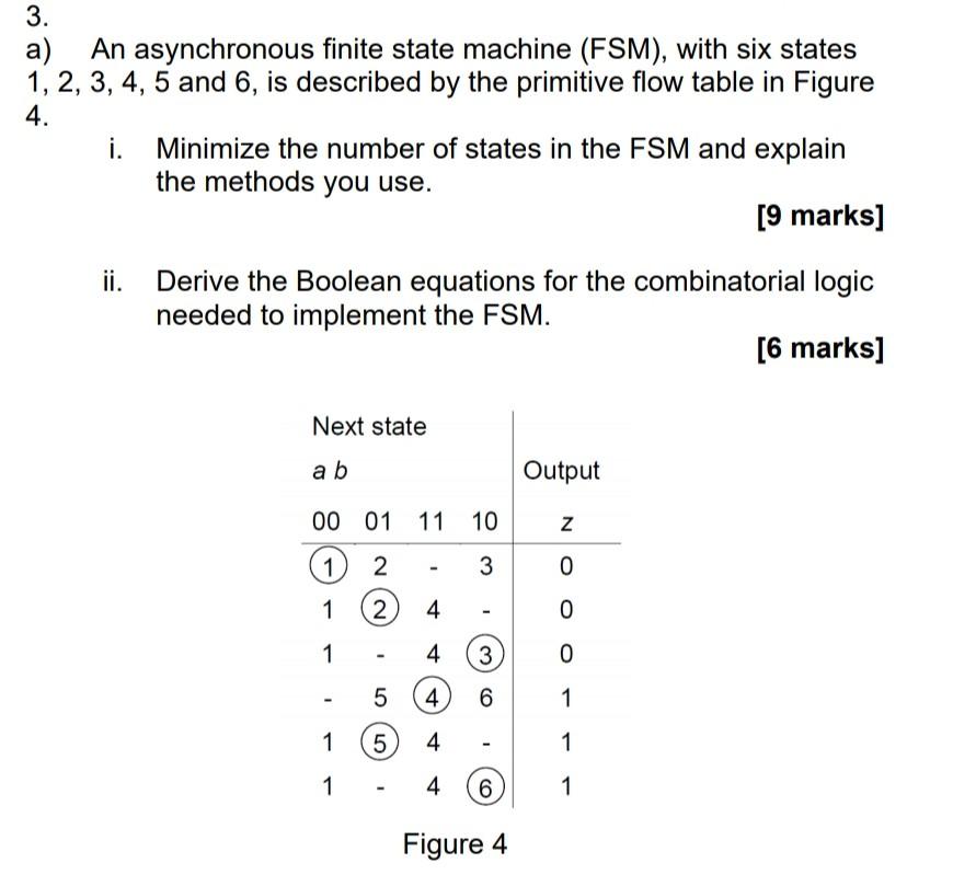 Solved 3. a) An asynchronous finite state machine (FSM), | Chegg.com