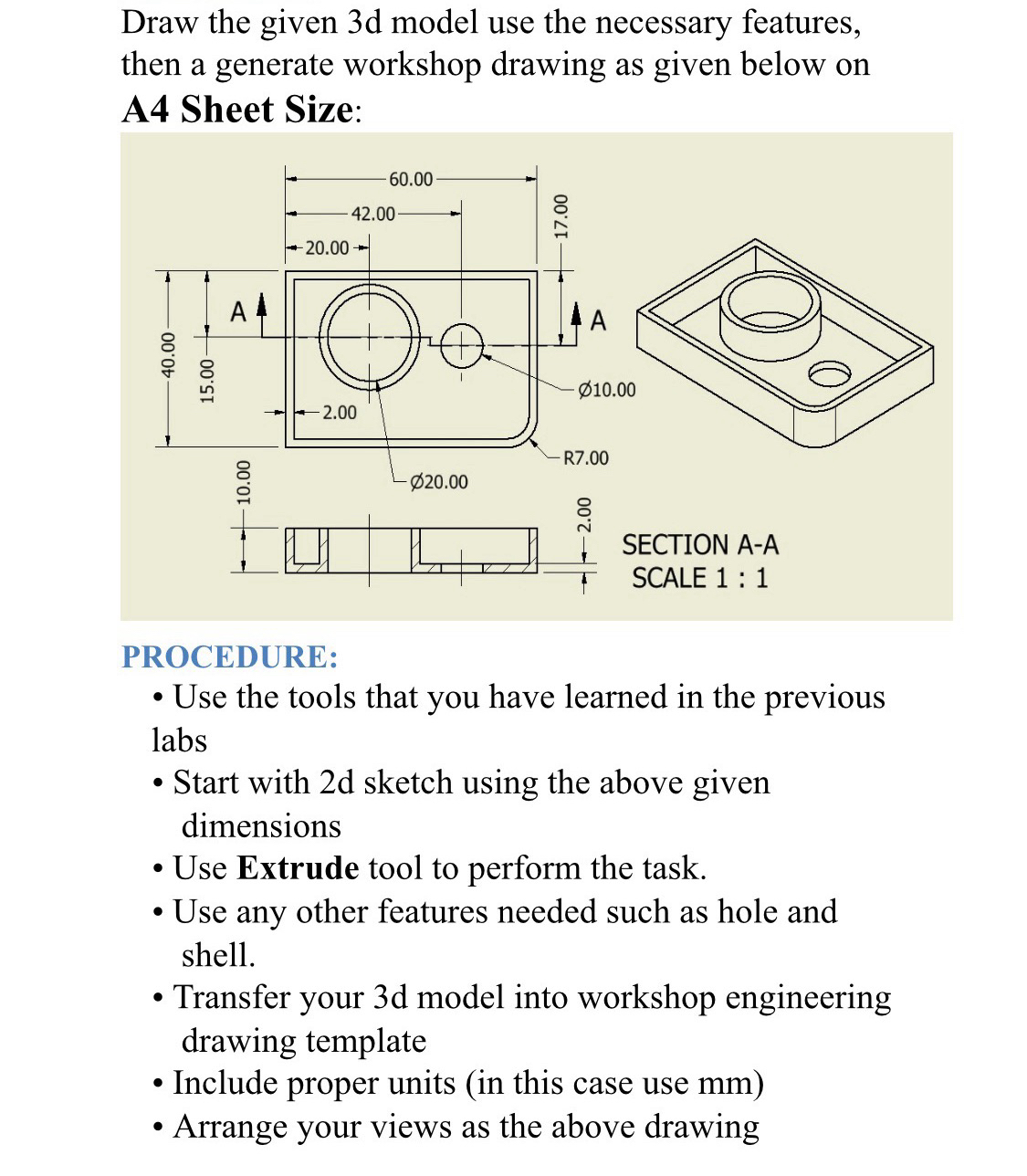 Solved Submit the screen shots of your 3D model part & the | Chegg.com