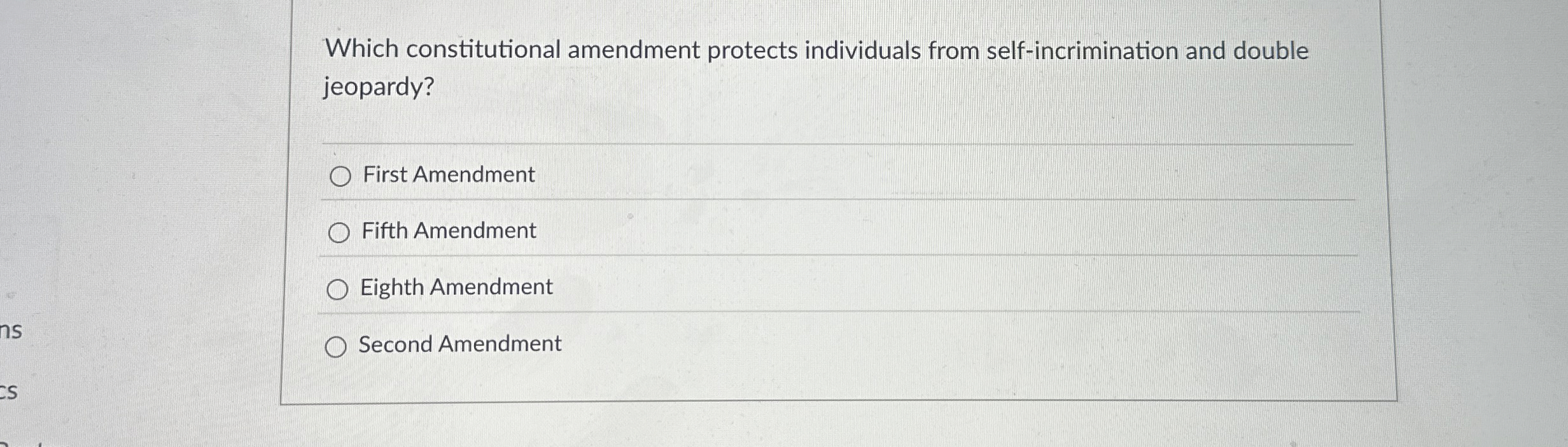 Solved Which constitutional amendment protects individuals | Chegg.com