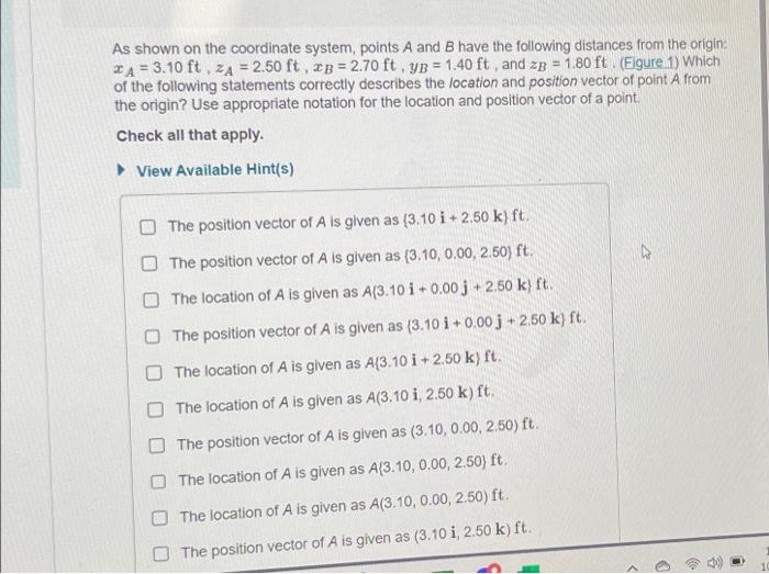 Solved As shown on the coordinate system, points A and B | Chegg.com