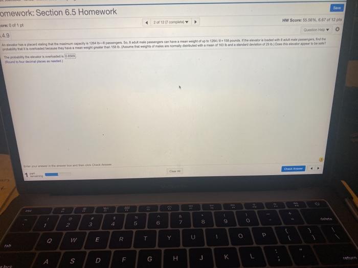 Solved Omework Section 6 5 Homework Core Of 1 2 Of 12
