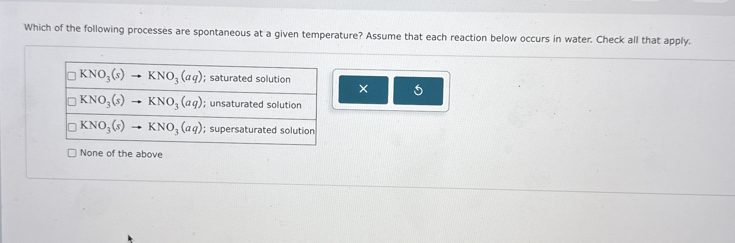 Solved Which of the following processes are spontaneous at a | Chegg.com