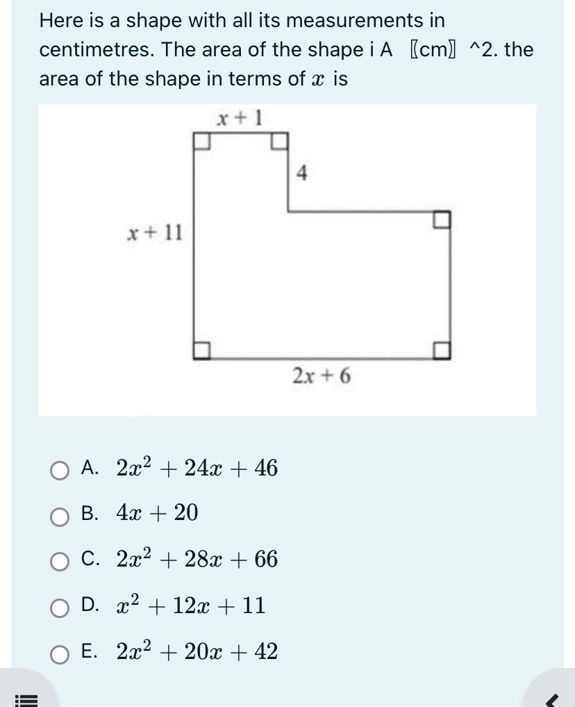 Solved Here is a shape with all its measurements in | Chegg.com