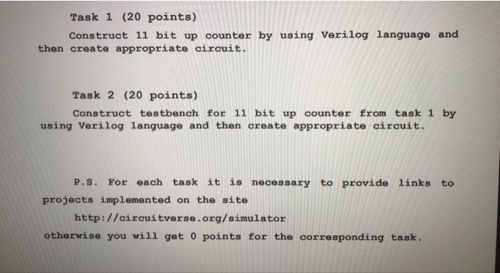 Solved Task 1 (20 points) Construct 11 bit up counter by | Chegg.com Solved Task 1 (20 points) Construct 11 bit up counter by | Chegg.com
