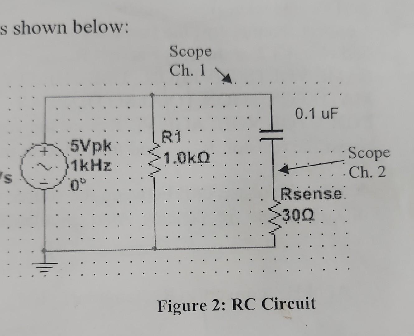 Solved shown below: Scope Figure 2: RC C IrcuitD. RC | Chegg.com