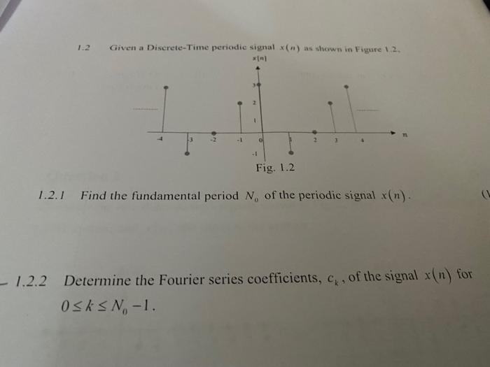 Solved 1.2 Given a Discrete-Time periodic signal x(n) as | Chegg.com