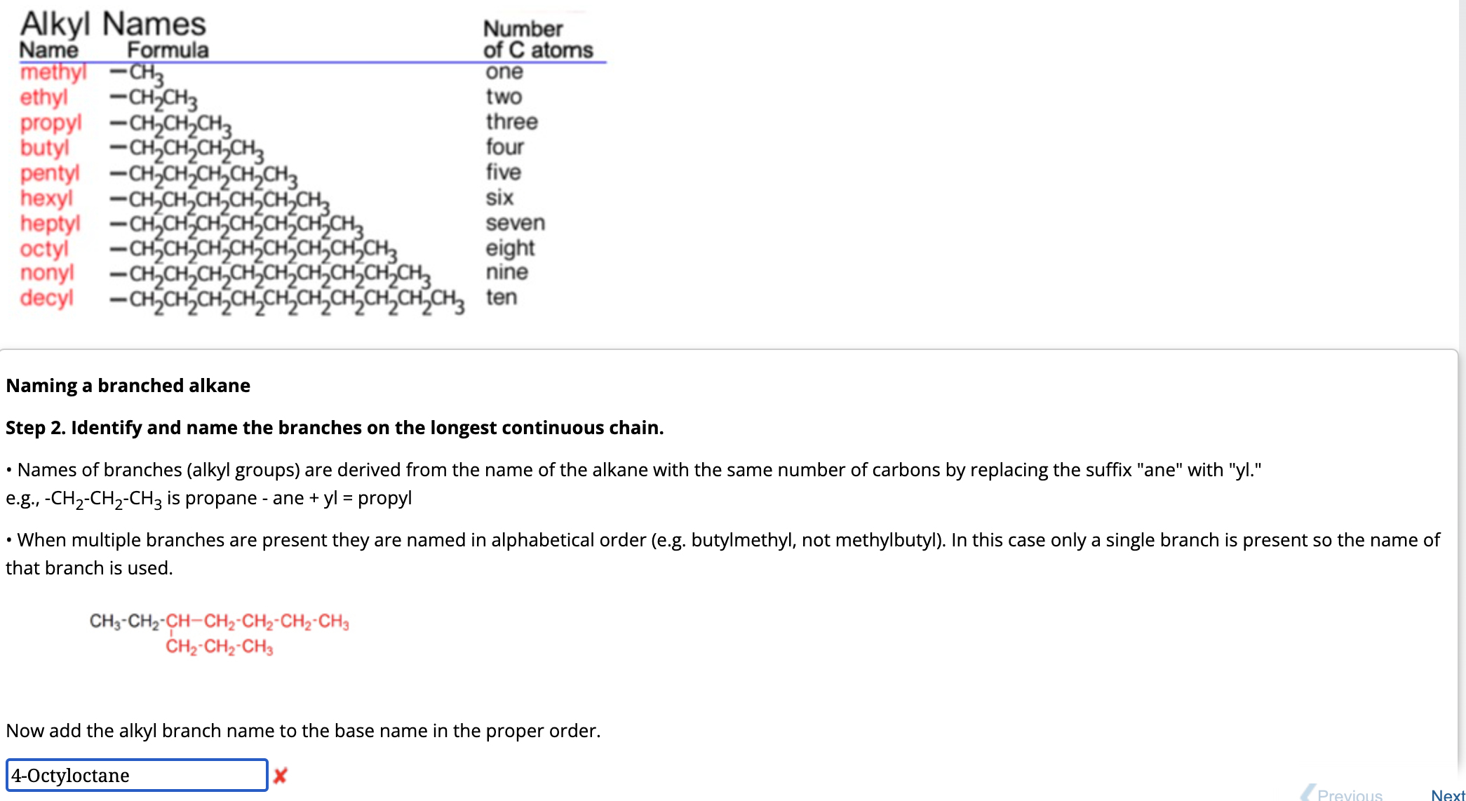 Solved Naming a branched alkaneStep 2. ﻿Identify and name | Chegg.com
