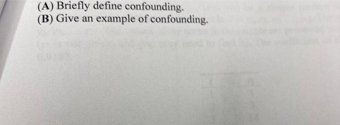 Solved (A) Briefly define confounding. (B) Give an example | Chegg.com
