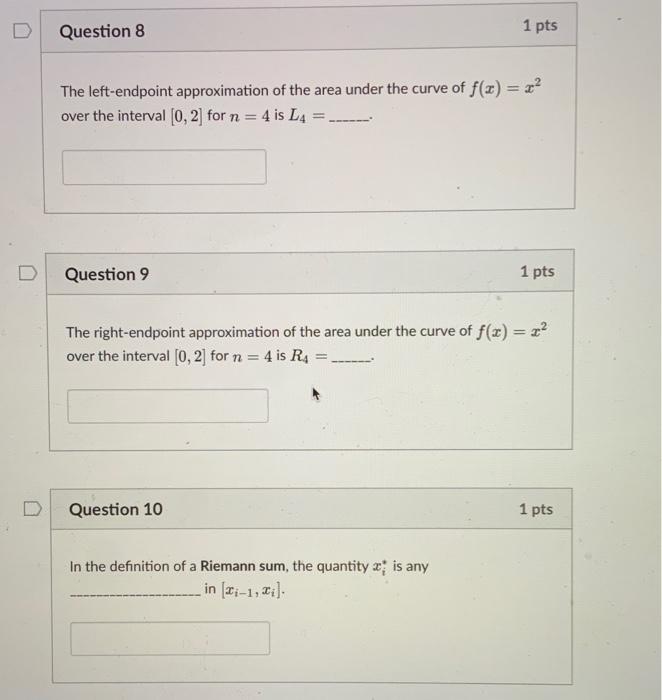 Solved The left-endpoint approximation of the area under the | Chegg.com