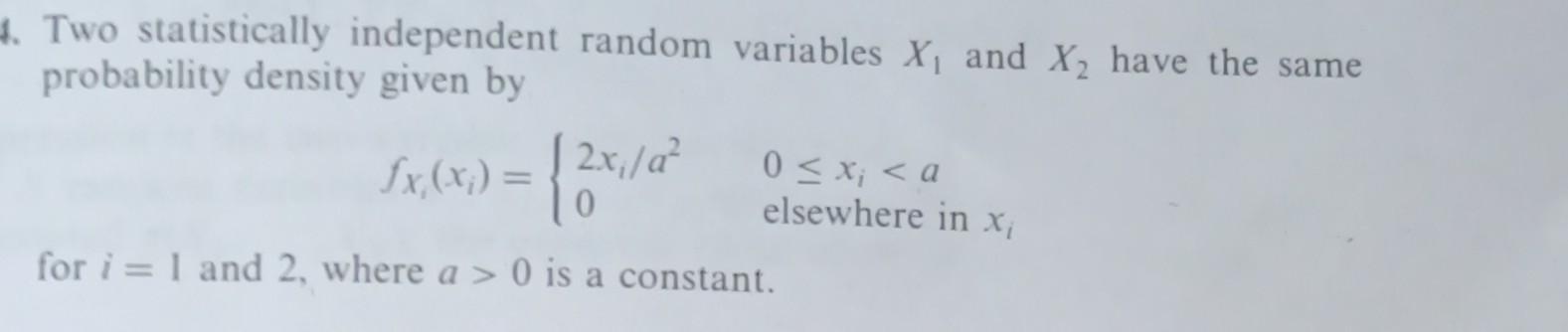 Two statistically independent random variables X1 and | Chegg.com