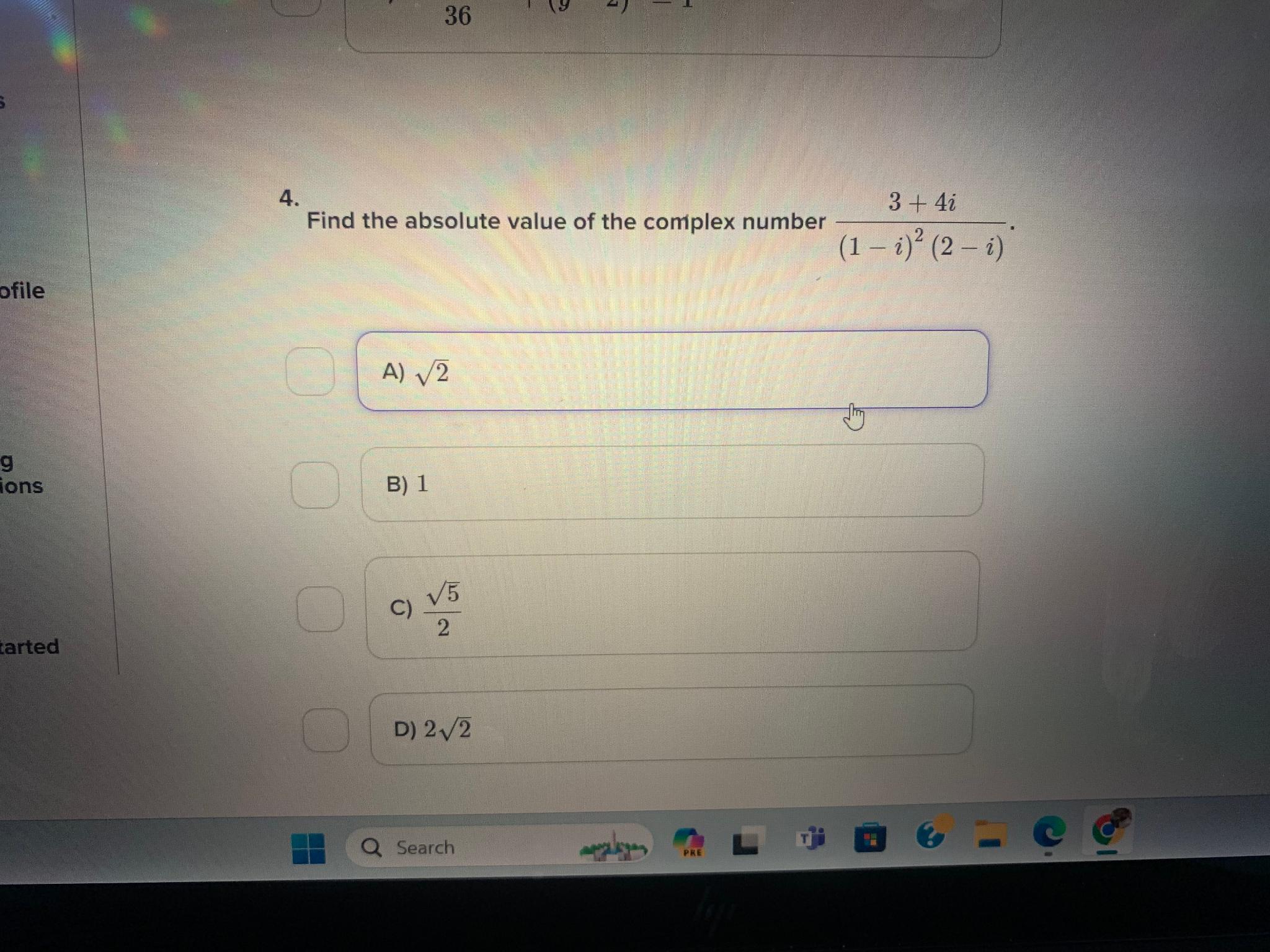 Solved Find the absolute value of the complex number | Chegg.com