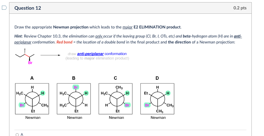 Solved Question 12Draw the appropriate Newman projection | Chegg.com