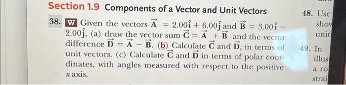 Solved Section 1.9 Components of a Vector and Unit Vectors | Chegg.com