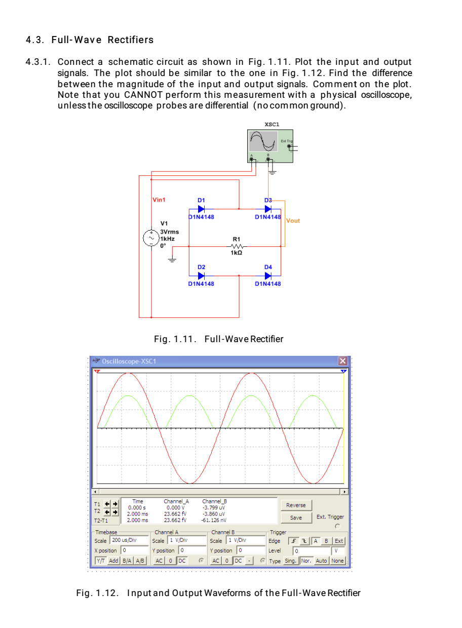 Solved 4.3. ﻿Full-Wave Rectifiers4.3.1. ﻿Connect a schematic | Chegg.com