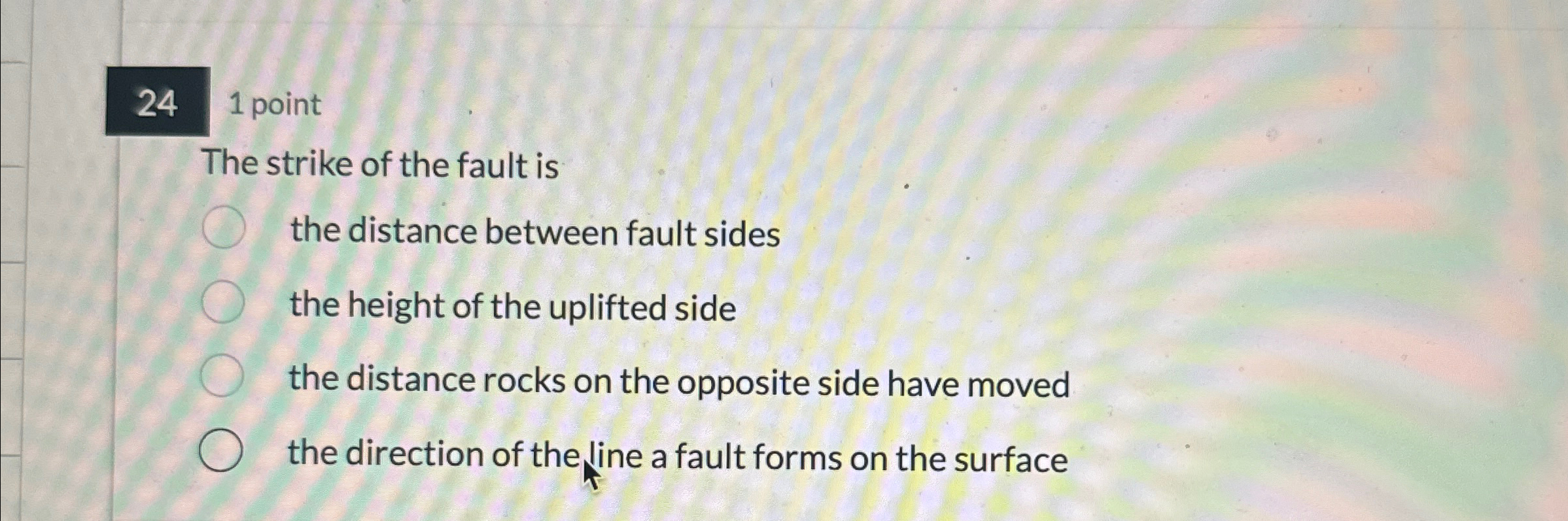 Solved 241 ﻿pointThe strike of the fault isthe distance | Chegg.com