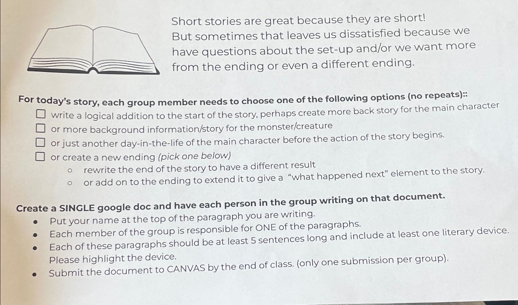 Short stories are great because they are short! But | Chegg.com