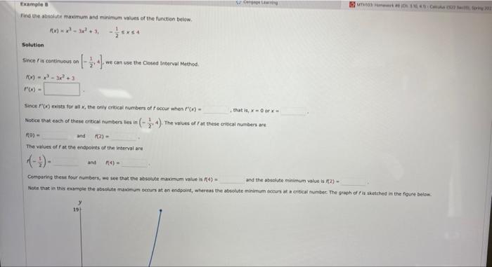 Solved 1 Example Find the absolute maximum and minimum | Chegg.com