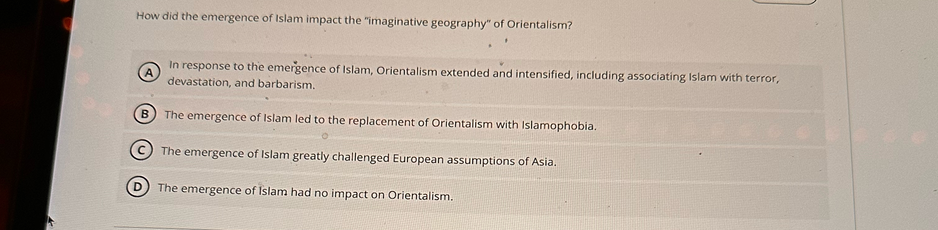 Solved How did the emergence of Islam impact the | Chegg.com