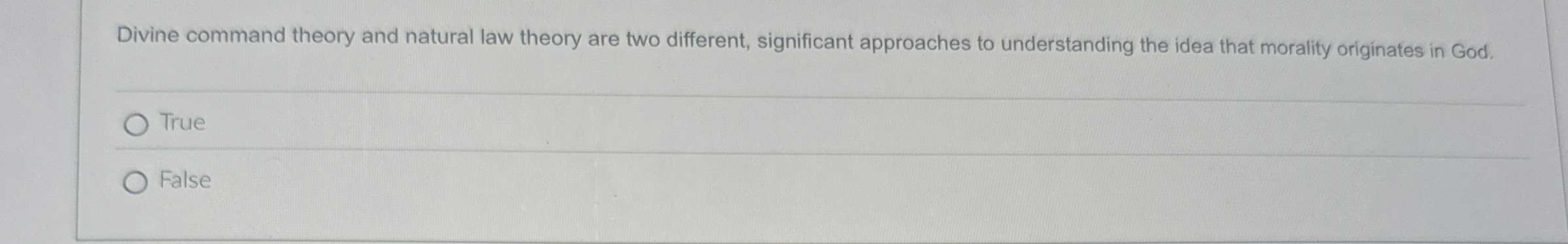 Solved Divine command theory and natural law theory are two | Chegg.com
