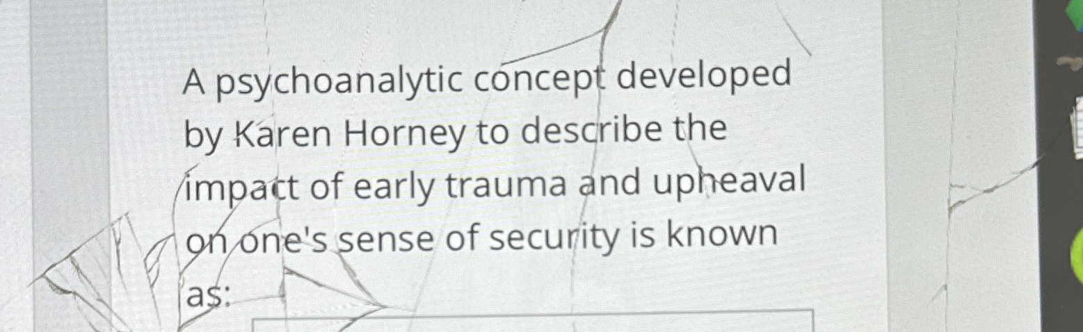 Solved A psychoanalytic concept developed by Karen Horney to | Chegg.com
