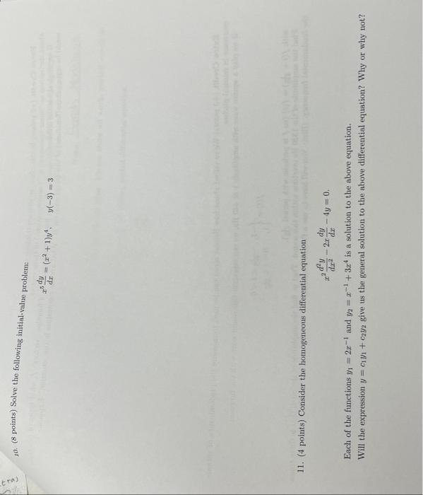 Solved 10. ( 8 points) Solve the following initial-value | Chegg.com