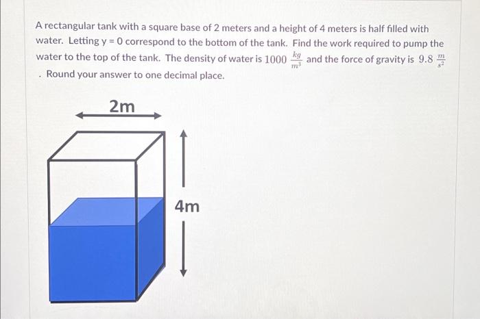 A rectangular tank with a square base of 2 meters and | Chegg.com