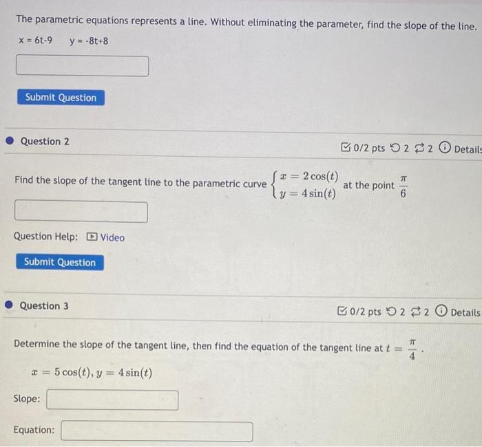 Solved The parametric equations represents a line. Without | Chegg.com