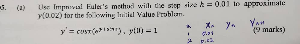 Solved (a) ﻿Use Improved Euler's method with the step size | Chegg.com
