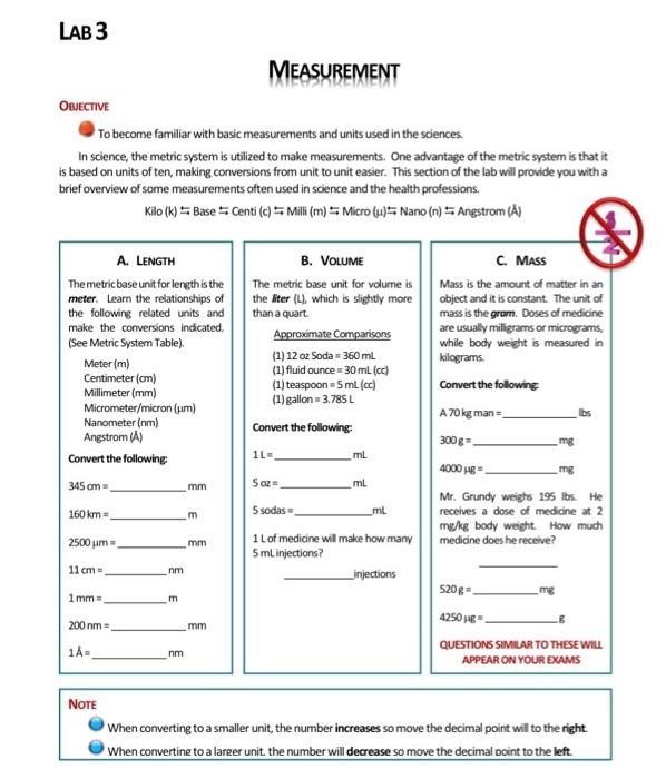 Solved LAB 3 MEASUREMENT OBJECTIVE To become familiar with | Chegg.com