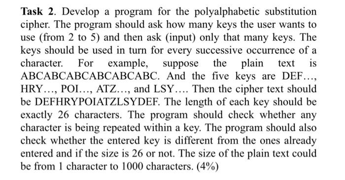 Solved Task 1. Develop a program for the shift cipher. The | Chegg.com
