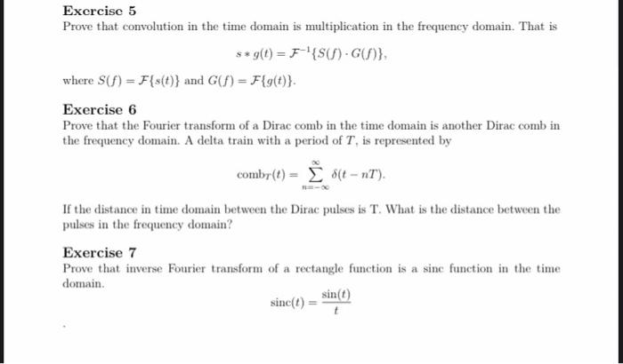 Solved Exercise 5 Prove that convolution in the time domain | Chegg.com