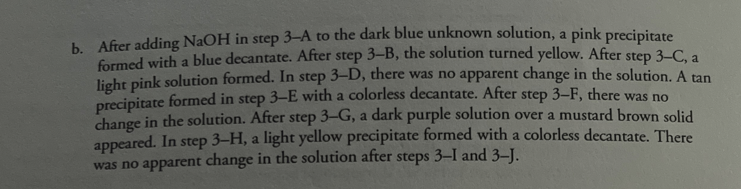 Solved b. ﻿After adding NaOH in step 3-A ﻿to the dark blue | Chegg.com