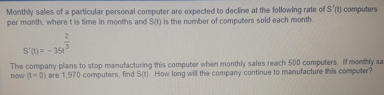 Solved Monthly sales of a particular personal computer are | Chegg.com