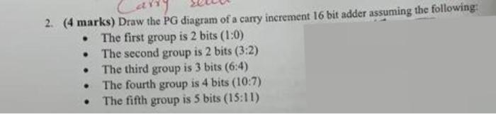 Solved 2. (4 marks) Draw the PG diagram of a carry increment | Chegg.com