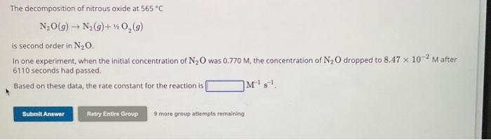 Solved The gas phase decomposition of nitrogen dioxide at | Chegg.com