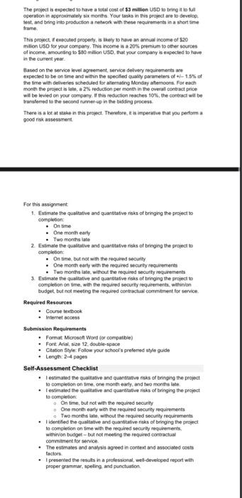 Solved Assignment: Risk Assessment ApproachesLearning | Chegg.com
