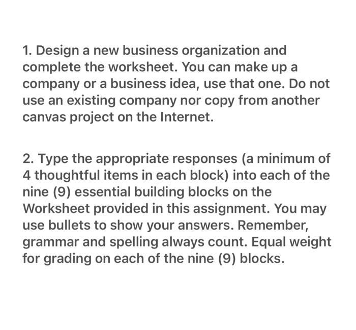 Solved Business Model Canvas 20221. Design a new business | Chegg.com