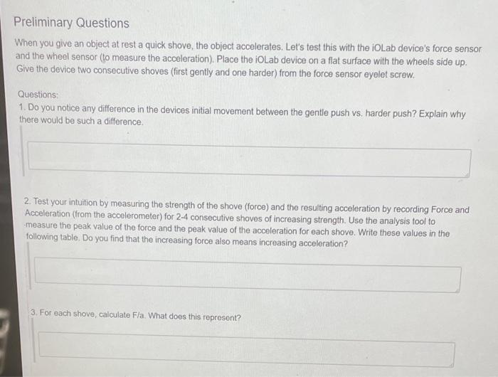 Solved Preliminary Questions When you give an object at rest | Chegg.com