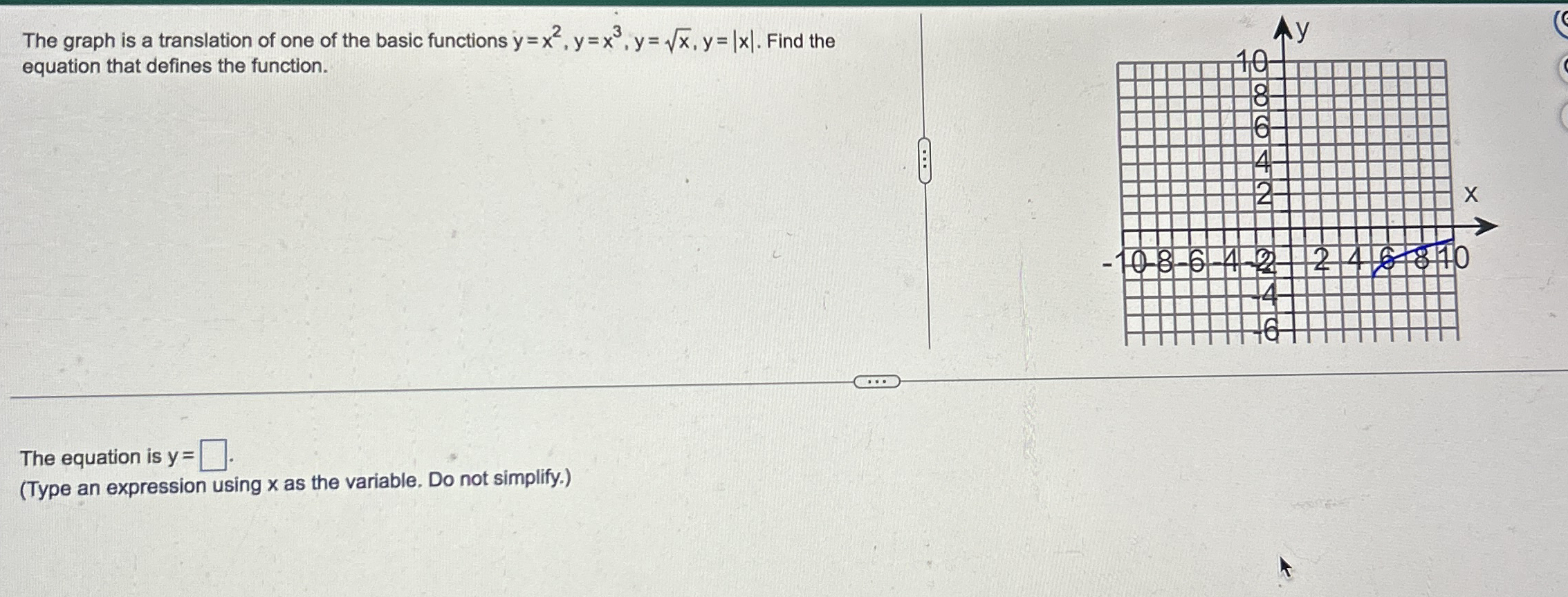 Solved by an EXPERT The graph is a translation of one of the basic | Chegg.com