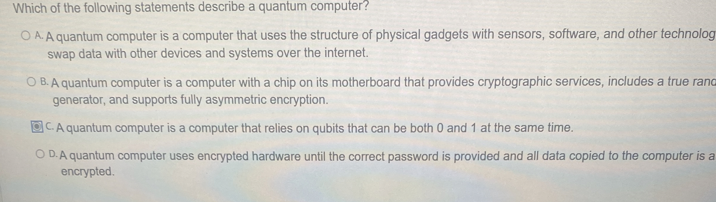 Solved Which of the following statements describe a quantum | Chegg.com